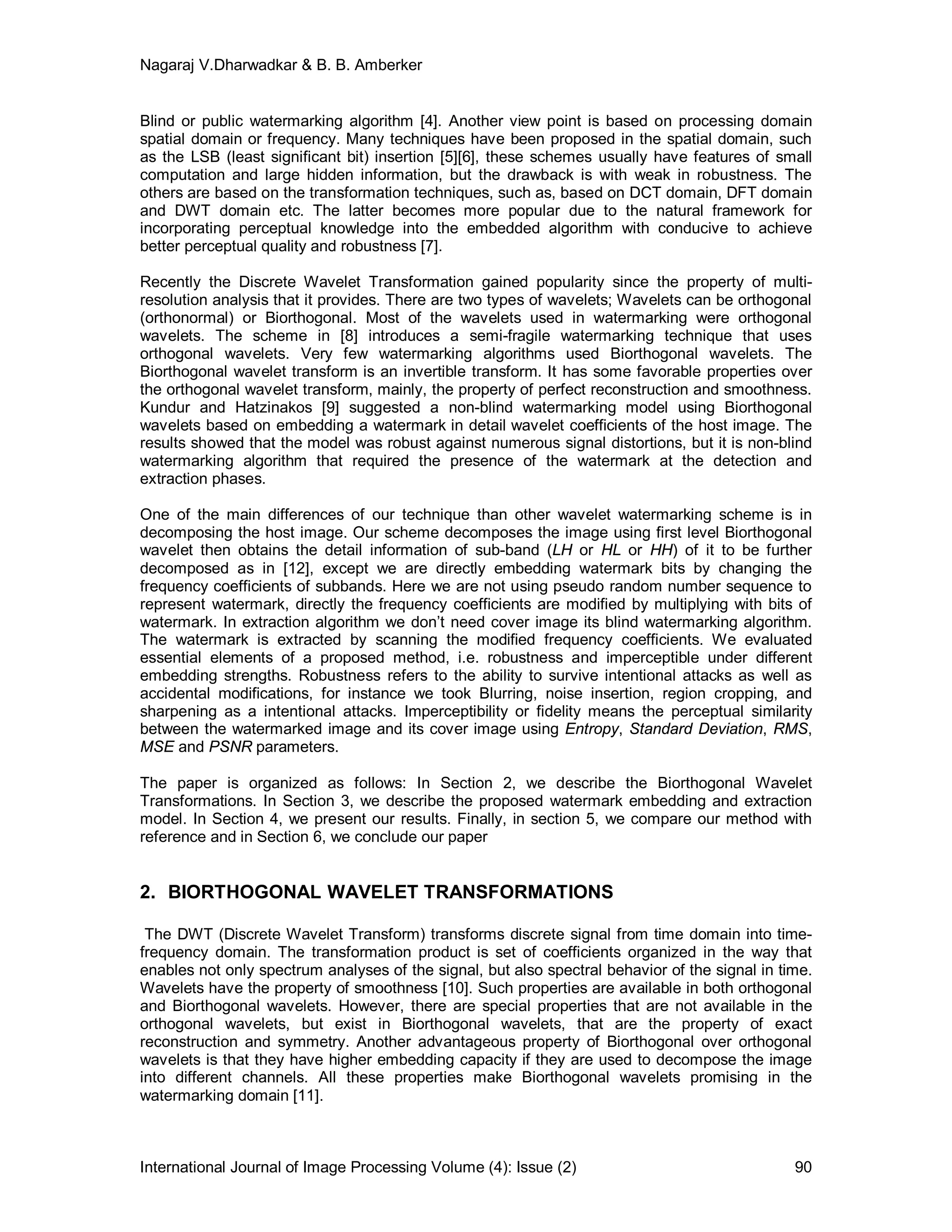 Determining The Efficient Subband Coefficients Of Biorthogonal Wavelet For Gray Level Image
