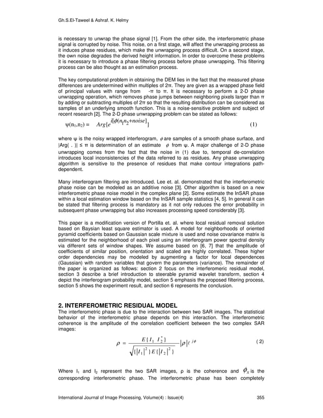 Interferogram Filtering Using Gaussians Scale Mixtures in Steerable Wavelet Domain | PDF