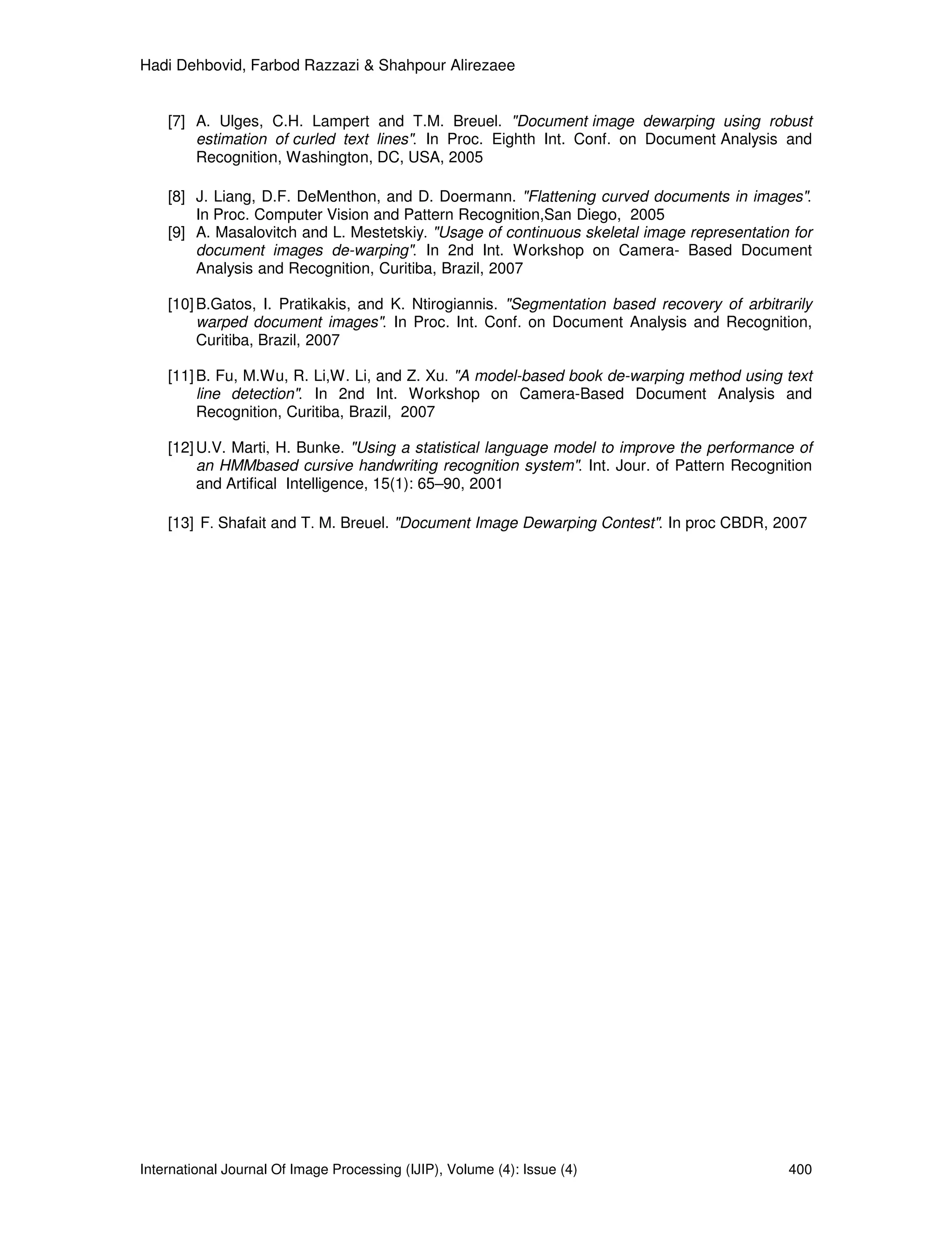 A Novel Method for De-warping in Persian document images captured by cameras | PDF