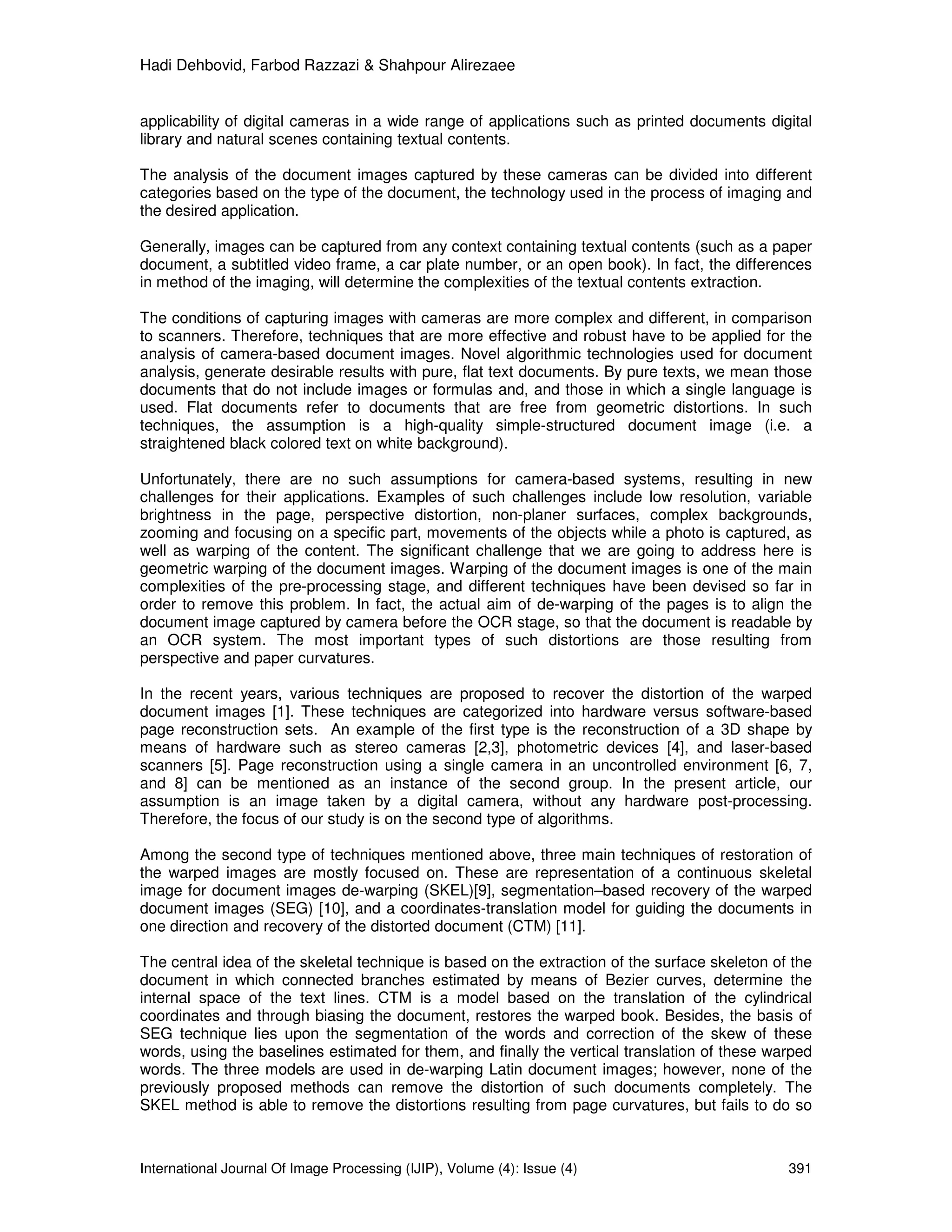 A Novel Method for De-warping in Persian document images captured by cameras | PDF