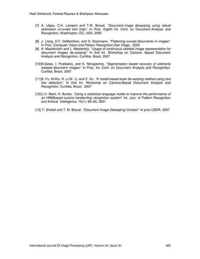 A Novel Method for De-warping in Persian document images captured by cameras | PDF
