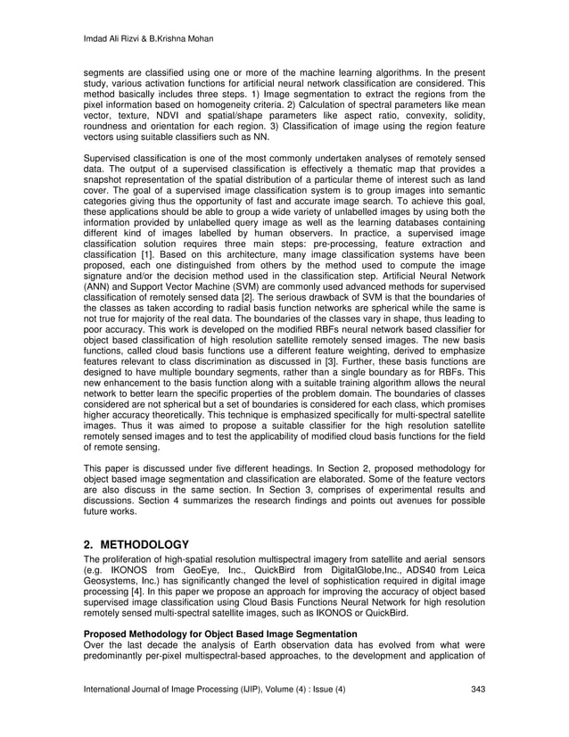 Improving The Accuracy Of Object Based Supervised Image Classification Using Cloud Basis 