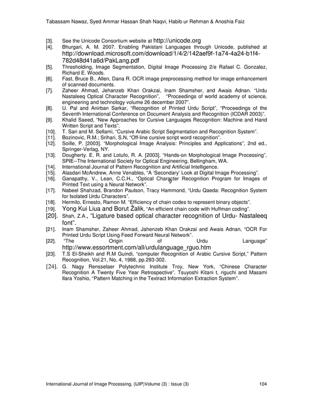 Optical Character Recognition System For Urdu Naskh Fontusing Pattern Matching Technique Pdf