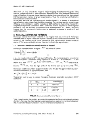 A Novel Cosine Approximation for High-Speed Evaluation of DCT | PDF