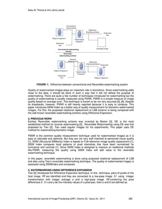 Securing Biometric Images Using Reversible Watermarking Pdf