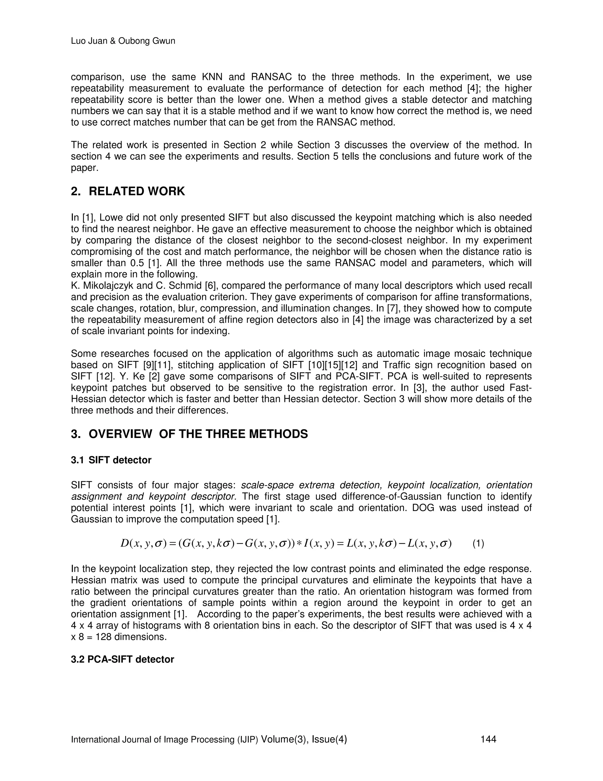 A comparison of SIFT, PCA-SIFT and SURF | PDF