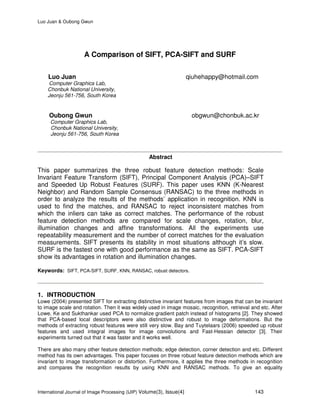 A comparison of SIFT, PCA-SIFT and SURF | PDF
