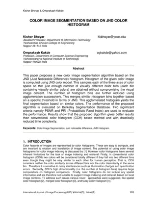 Color Image Segmentation based on JND Color Histogram | PDF
