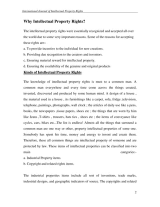 Ijipr importance of intellectual property rights | PDF