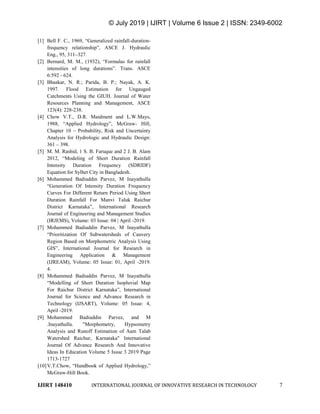 Derivation Of Intensity Duration Frequency Curves Using Short Duration ...