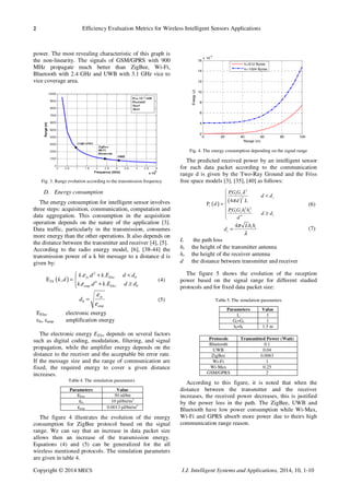 Efficiency Evaluation Metrics for Wireless Intelligent Sensors Applications | PDF
