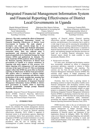 Integrated Financial Management Information System and Financial ...