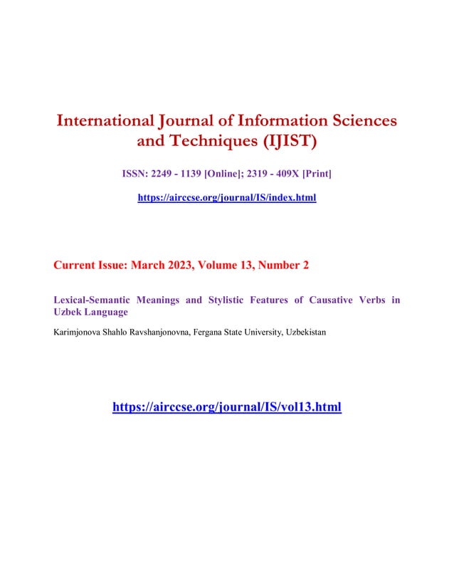 International Journal of Information Sciences and Techniques (IJIST ...
