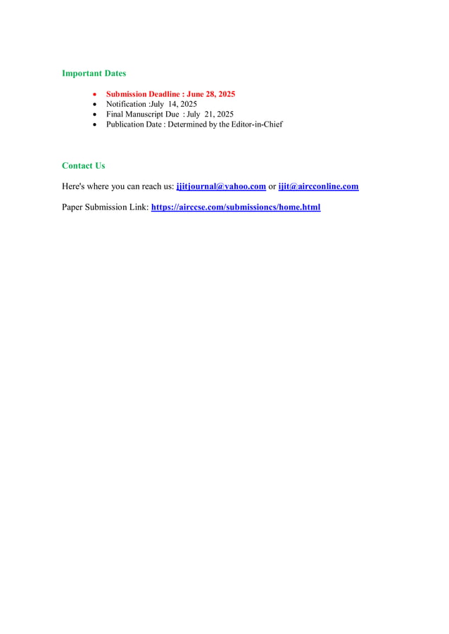 International Journal on Information Theory (IJIT) | PDF