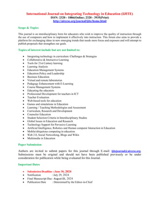 International Journal on Integrating Technology in Education (IJITE) | PDF