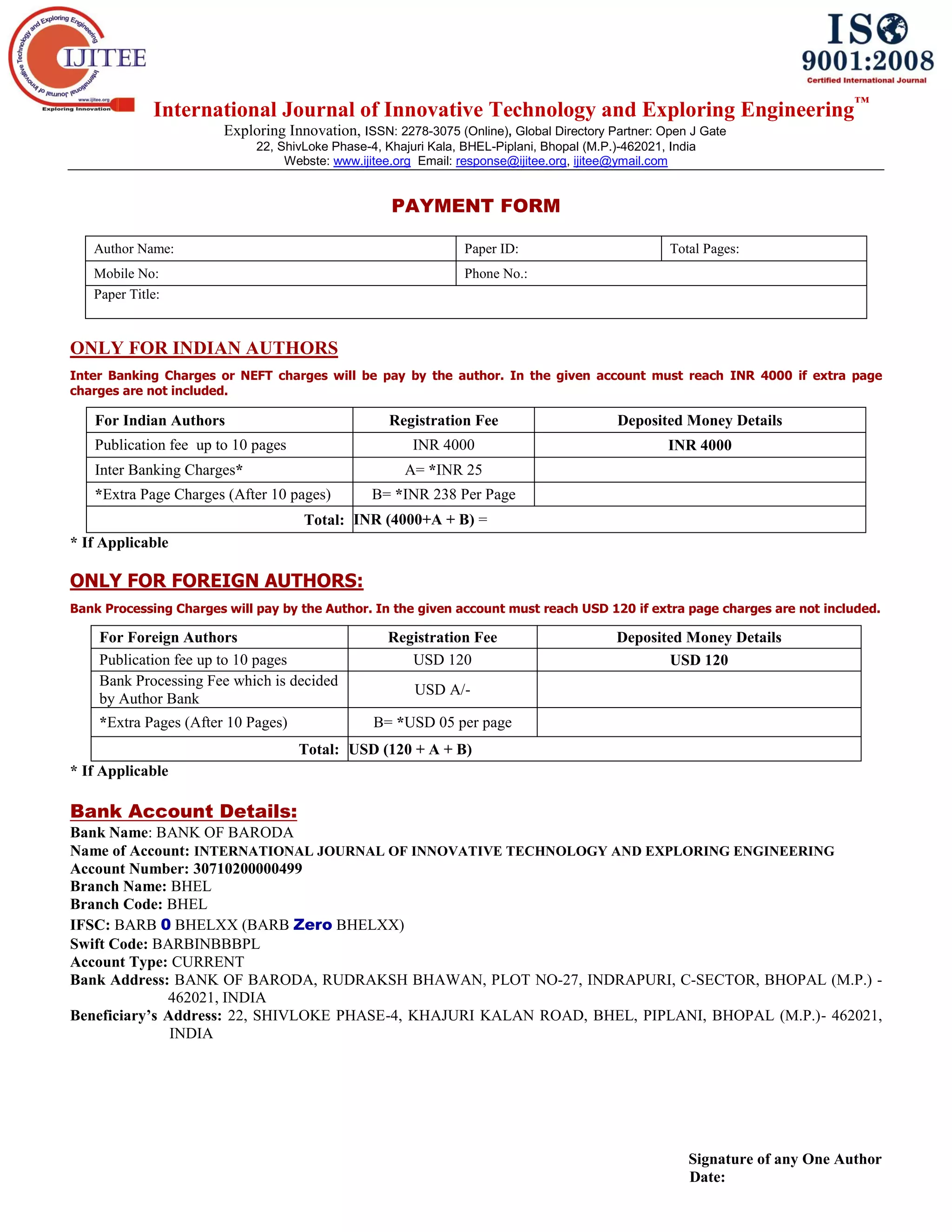 Ijitee payment form | PDF