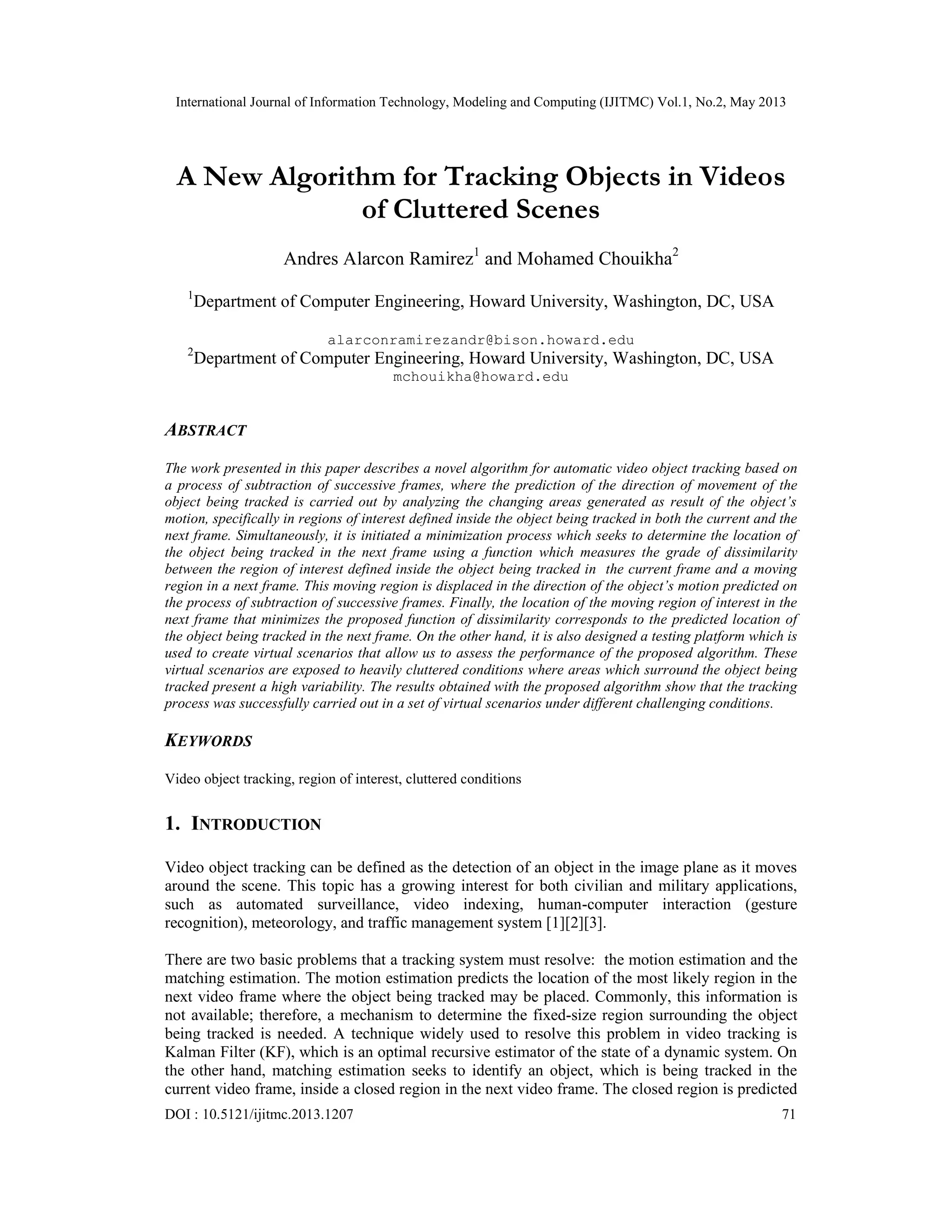 A New Algorithm for Tracking Objects in Videos of Cluttered Scenes | PDF