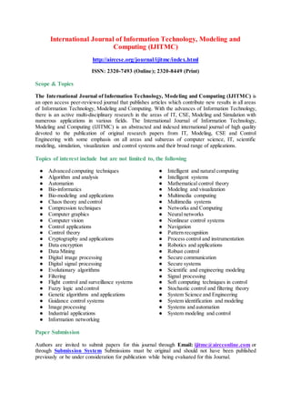 The International Journal of Information Technology, Modeling and Computing (IJITMC) | PDF ...