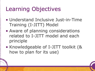 Upstream Planning for Inclusive Just-in-Time Training (I-JITT)) | PDF ...