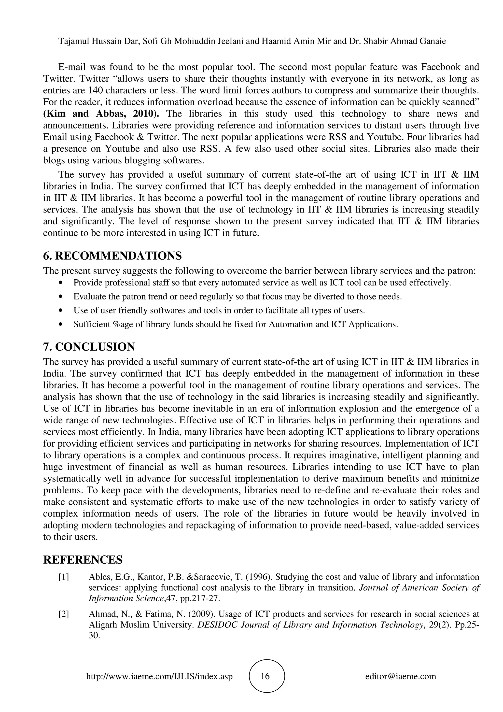 USE OF ICT IN IIT AND IIM LIBRARIES OF INDIA | PDF