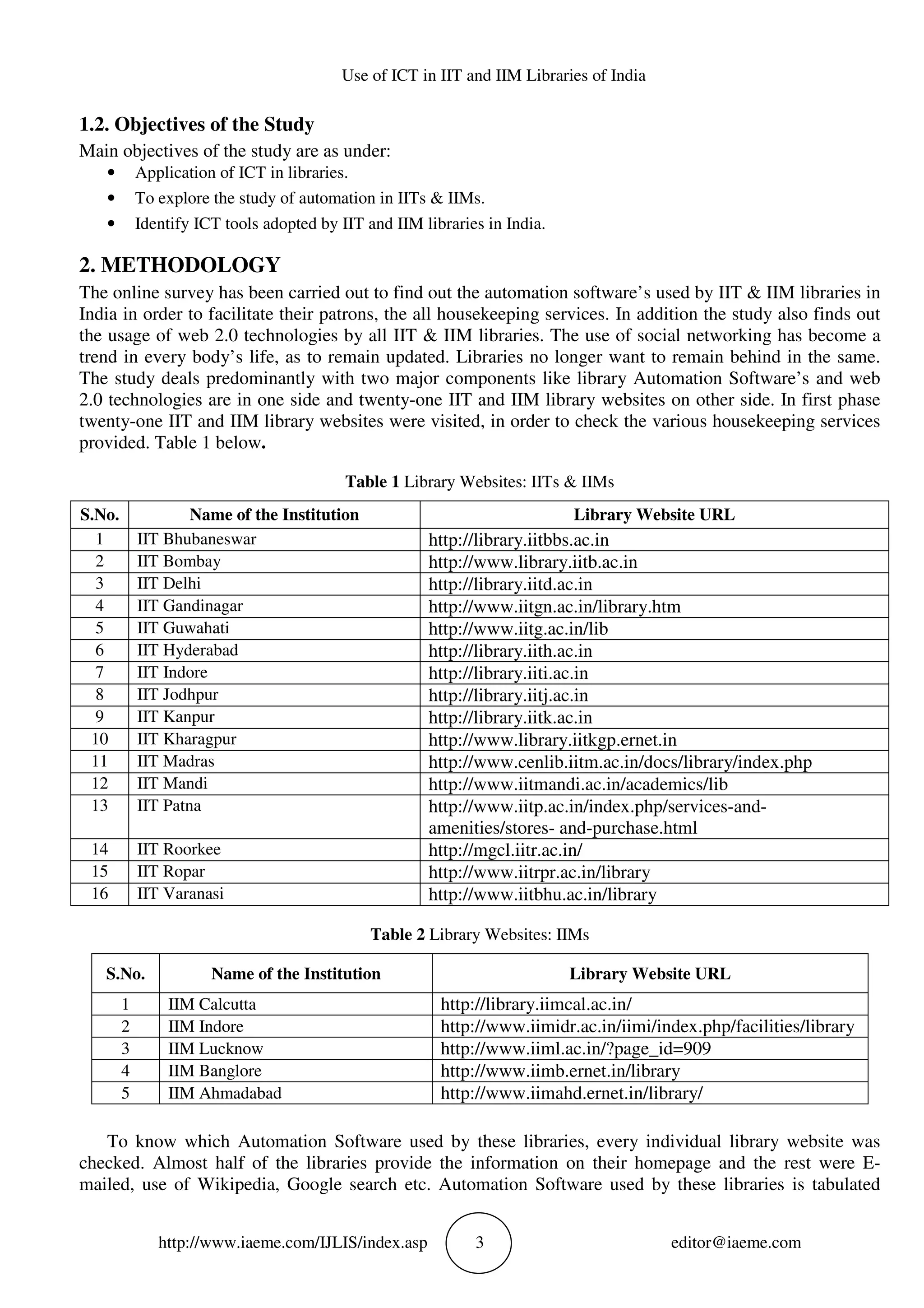 USE OF ICT IN IIT AND IIM LIBRARIES OF INDIA | PDF