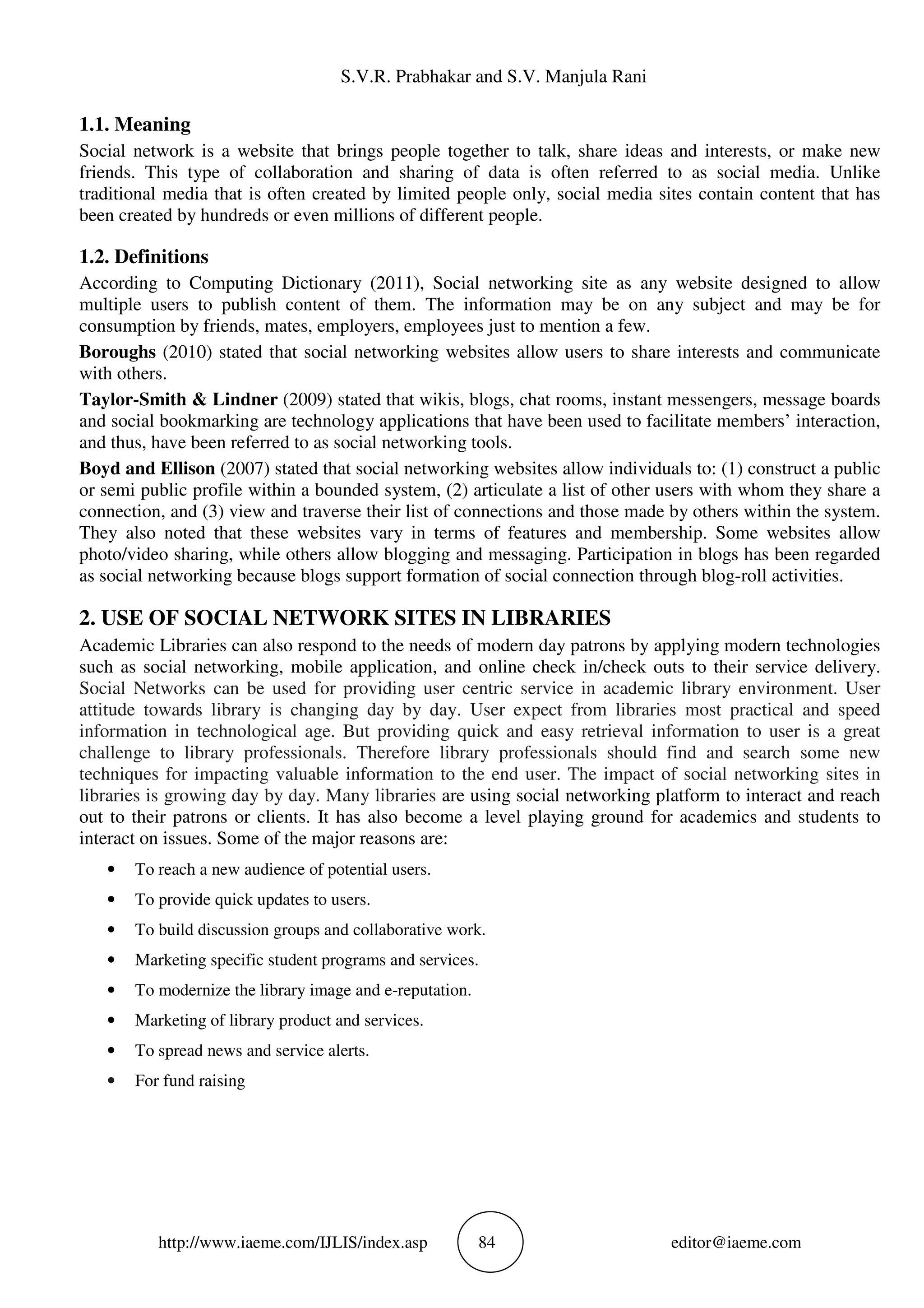 INFLUENCE OF SOCIAL NETWORKING SITES ON LIBRARY AND INFORMATION CENTERS ...