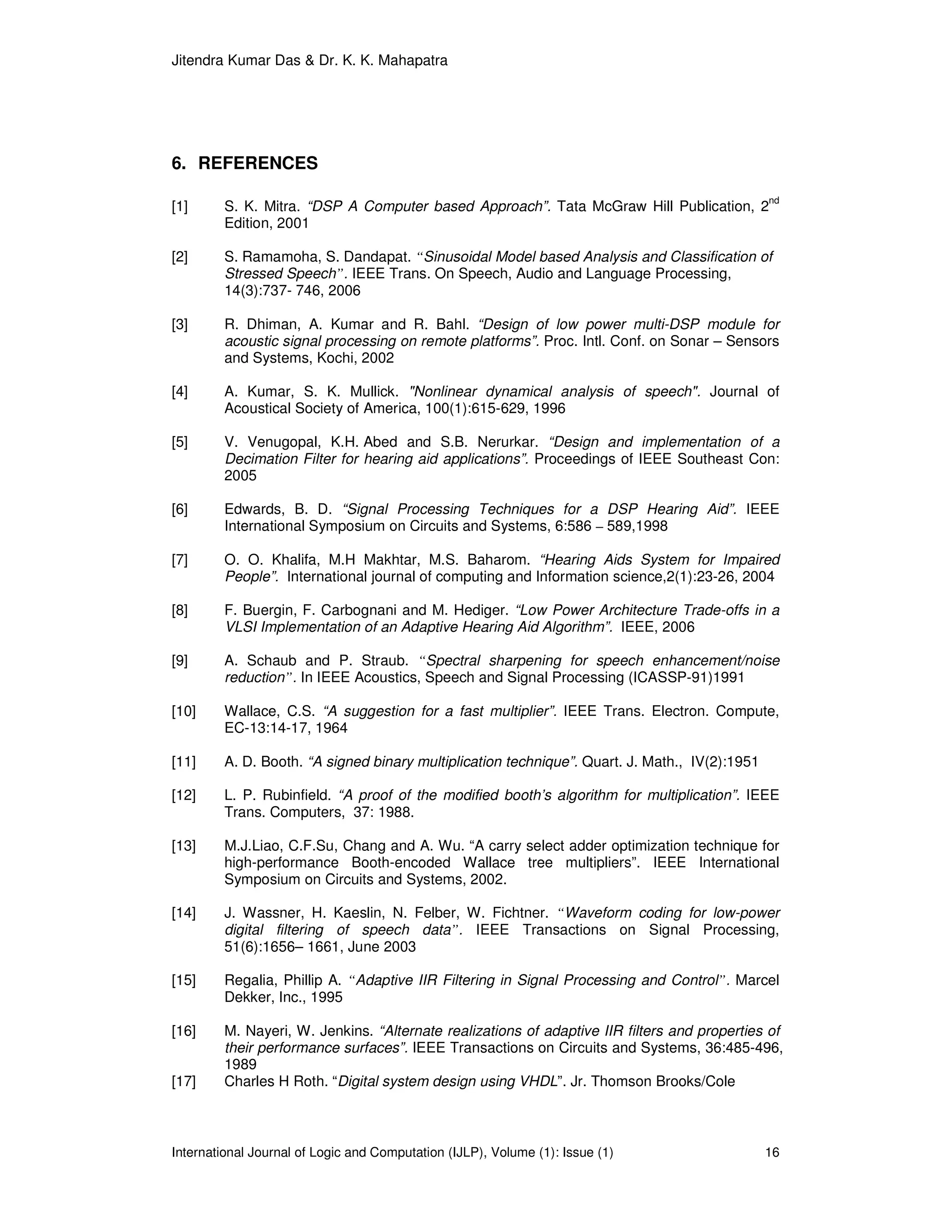 Design Of An Adaptive Hearing Aid Algorithm Using Booth Wallace Tree Multiplier Pdf