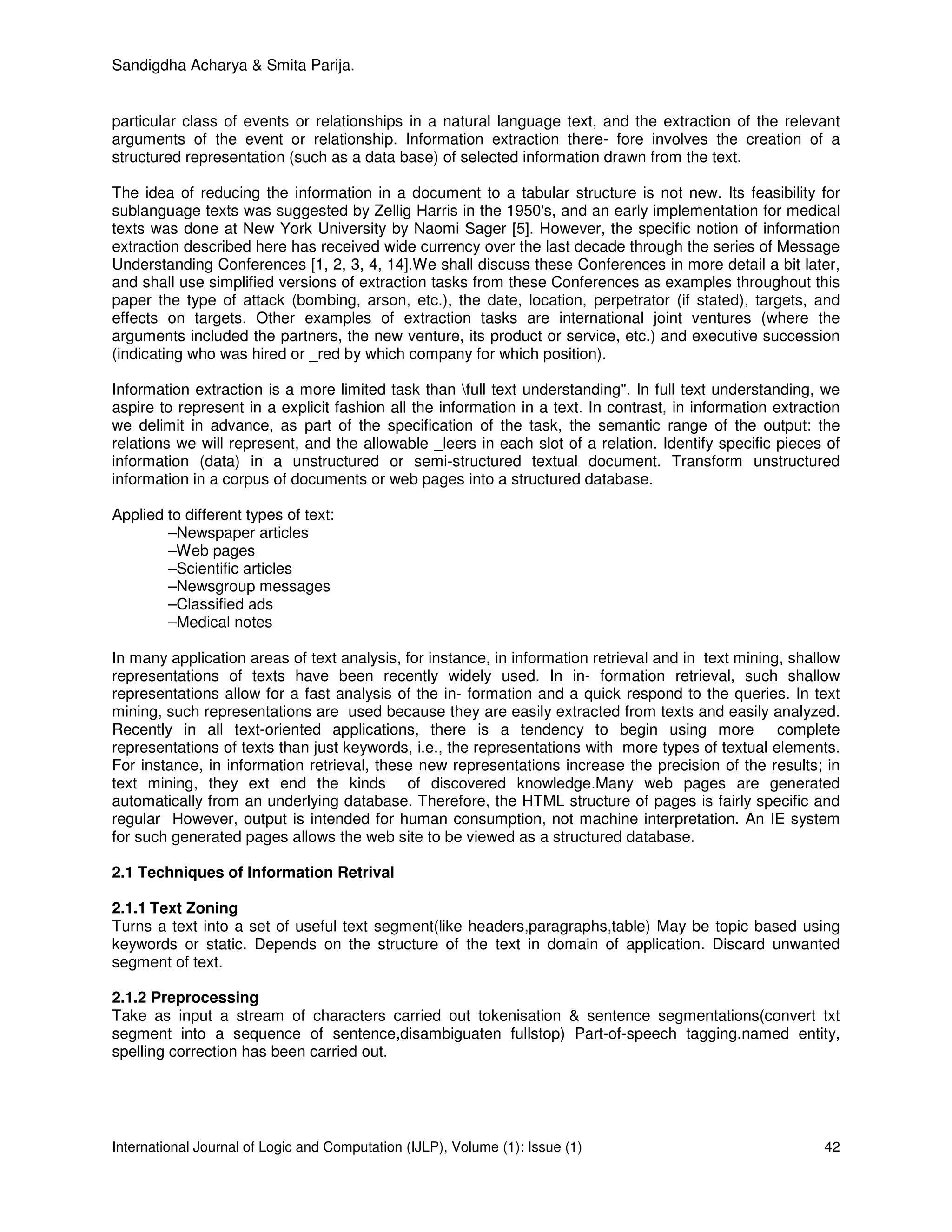 The Process of Information extraction through Natural Language Processing | PDF