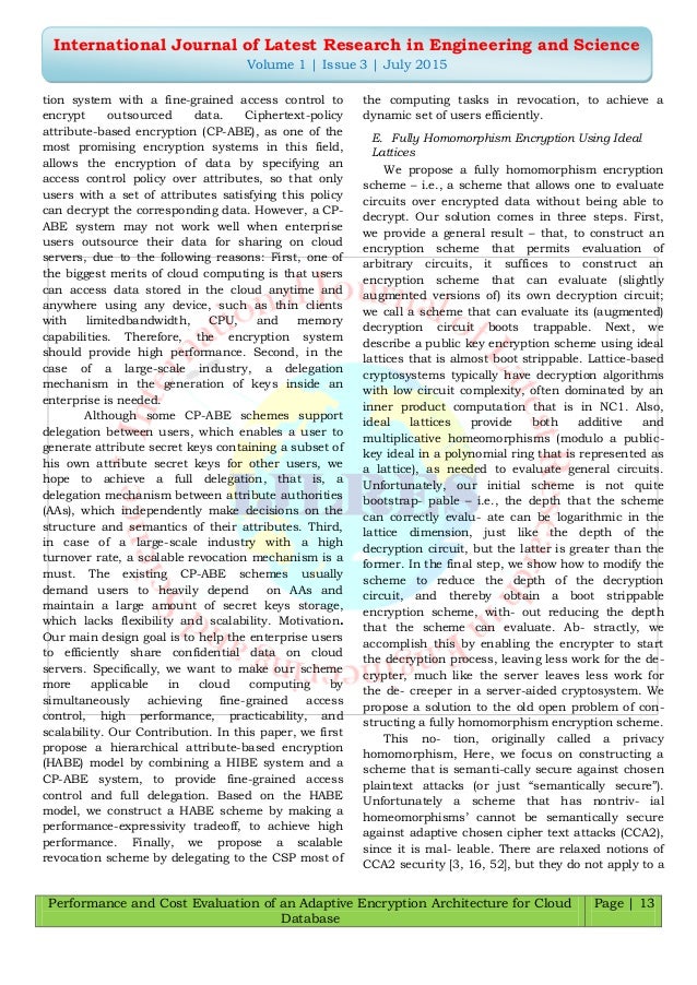 Performance And Cost Evaluation Of An Adaptive Encryption Architectur