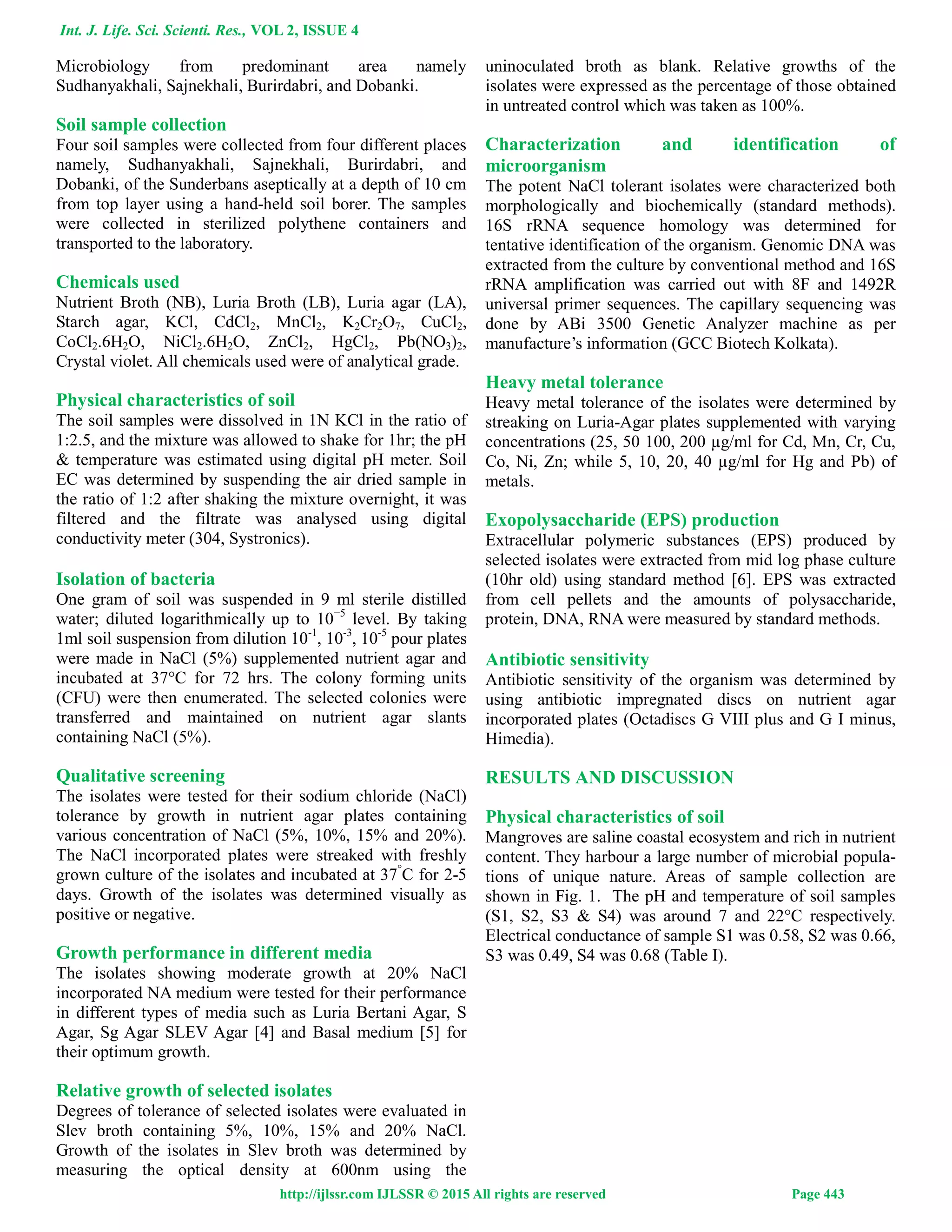 Isolation and Characterization of Halophilic Bacteria from Sundarban ...
