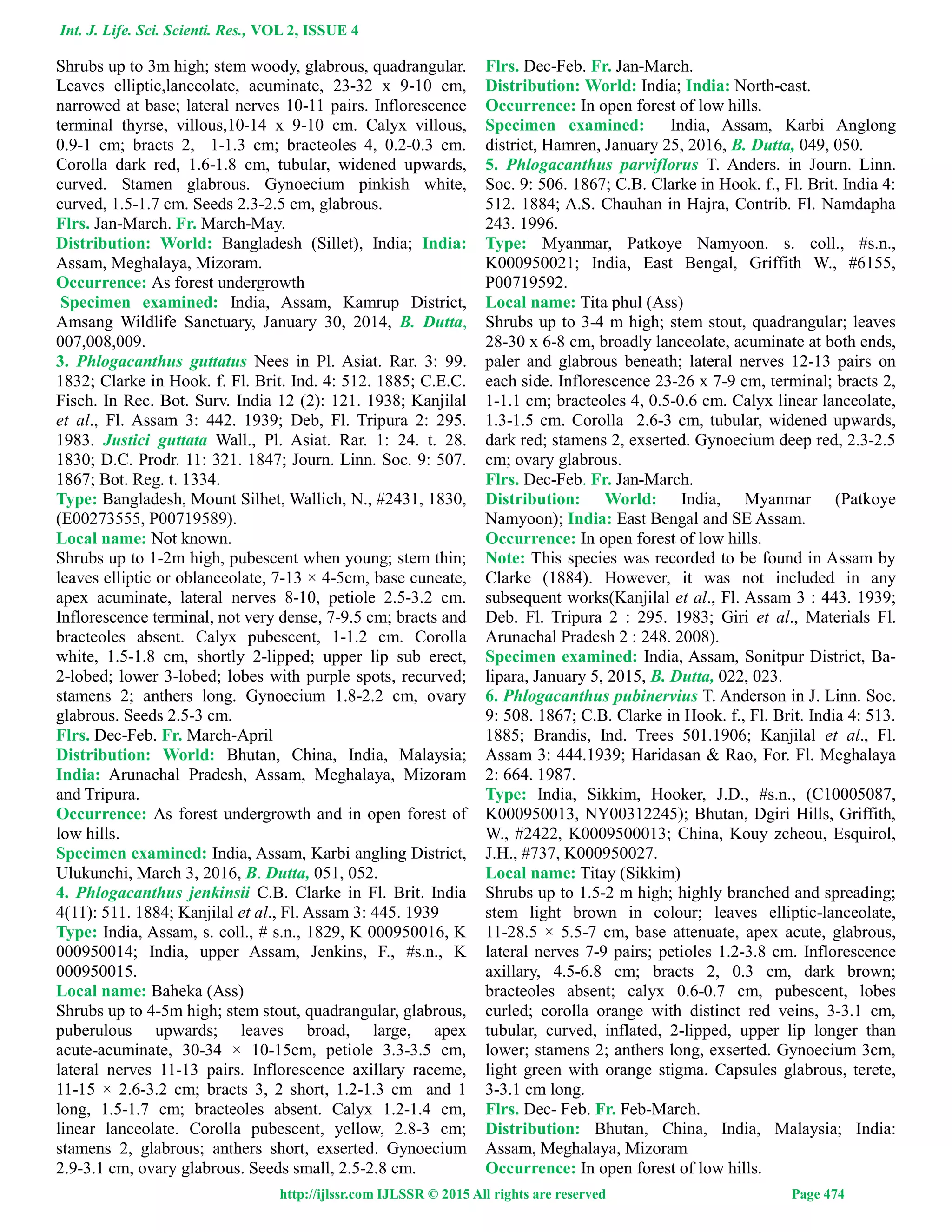 Diversity and Ethnobotany of the Genus Phlogacanthus Nees in Assam ...