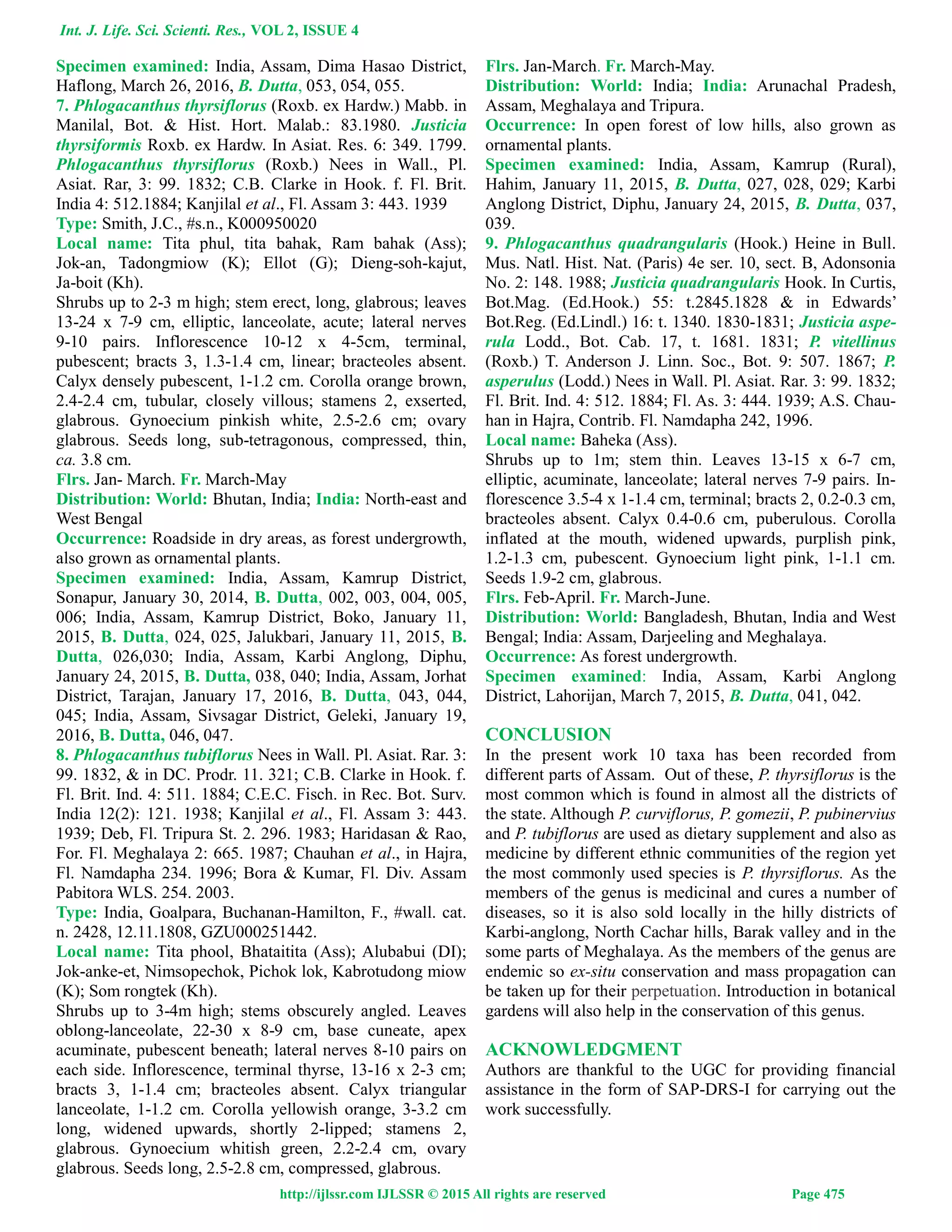 Diversity and Ethnobotany of the Genus Phlogacanthus Nees in Assam ...