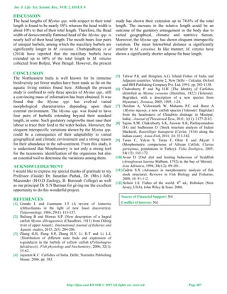 Study of the Morphometry and Meristic Analyses of Three Mystus species ...