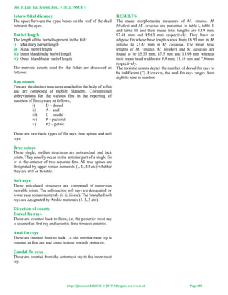 Study of the Morphometry and Meristic Analyses of Three Mystus species ...
