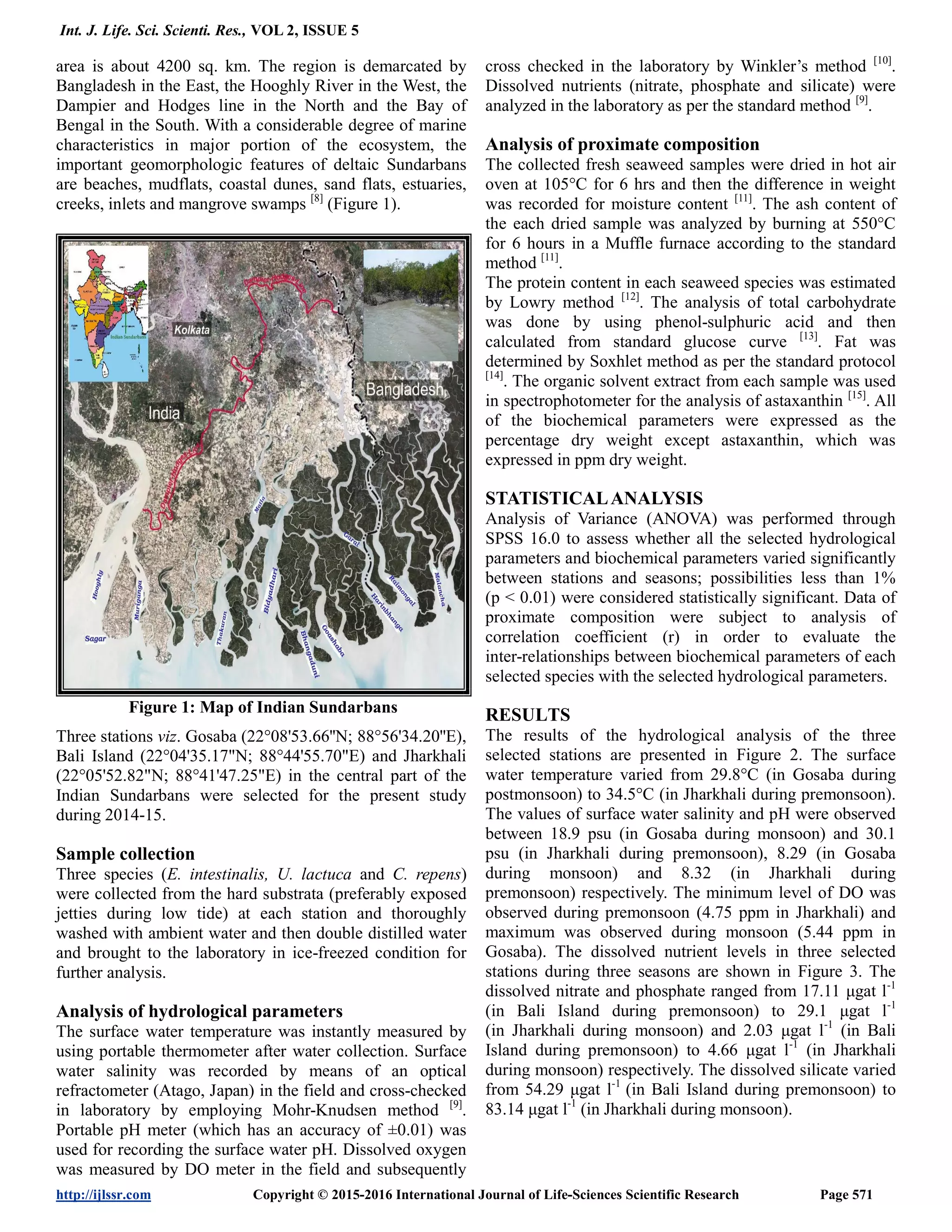 Seasonal Variation of Proximate Composition of Common Seaweeds in Indian Sundarbans | PDF