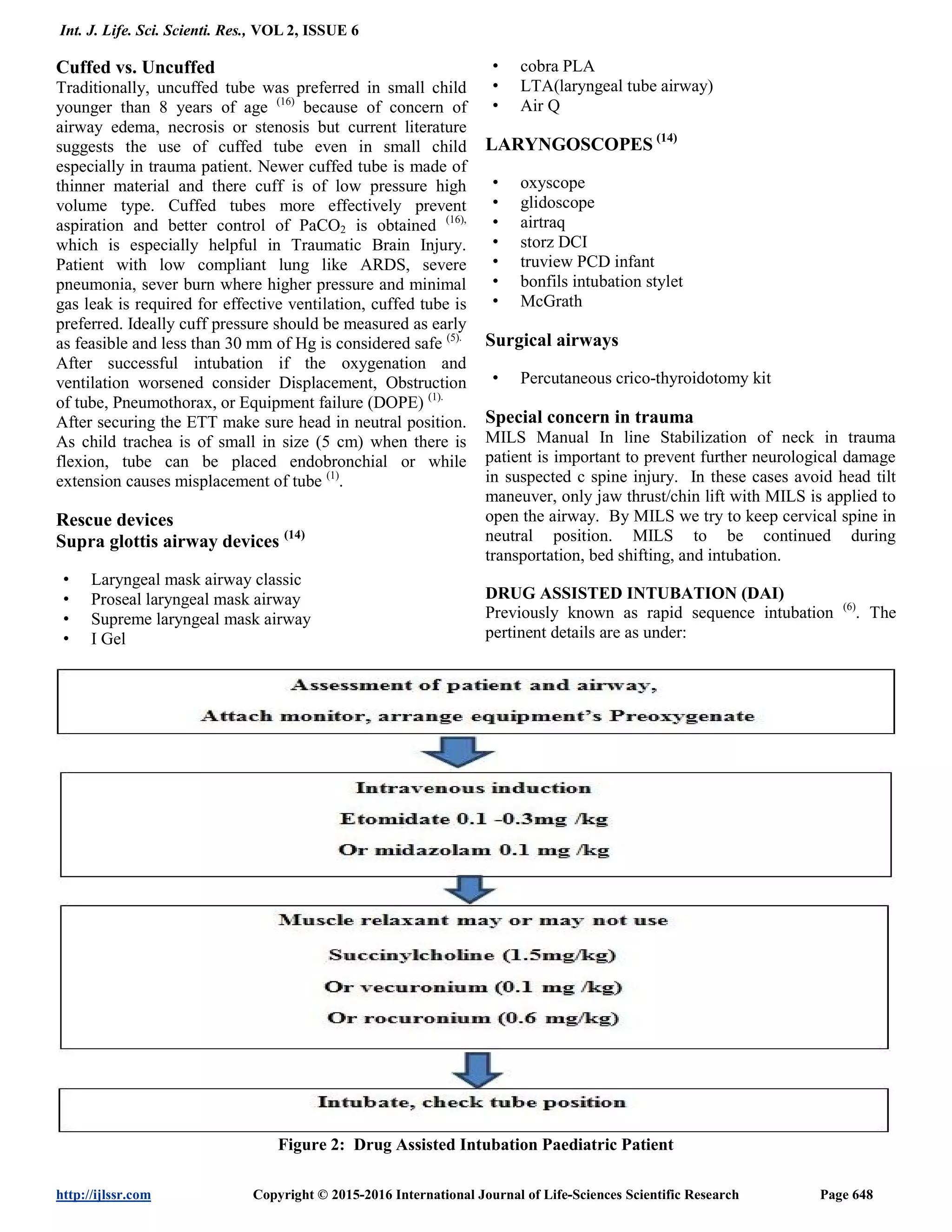 Airway Management of Trauma Patient of Paediatric Age Group | PDF
