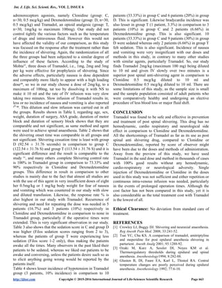 Comparison of Clonidine, Dexmedetomidine and Tramadol for Control of ...
