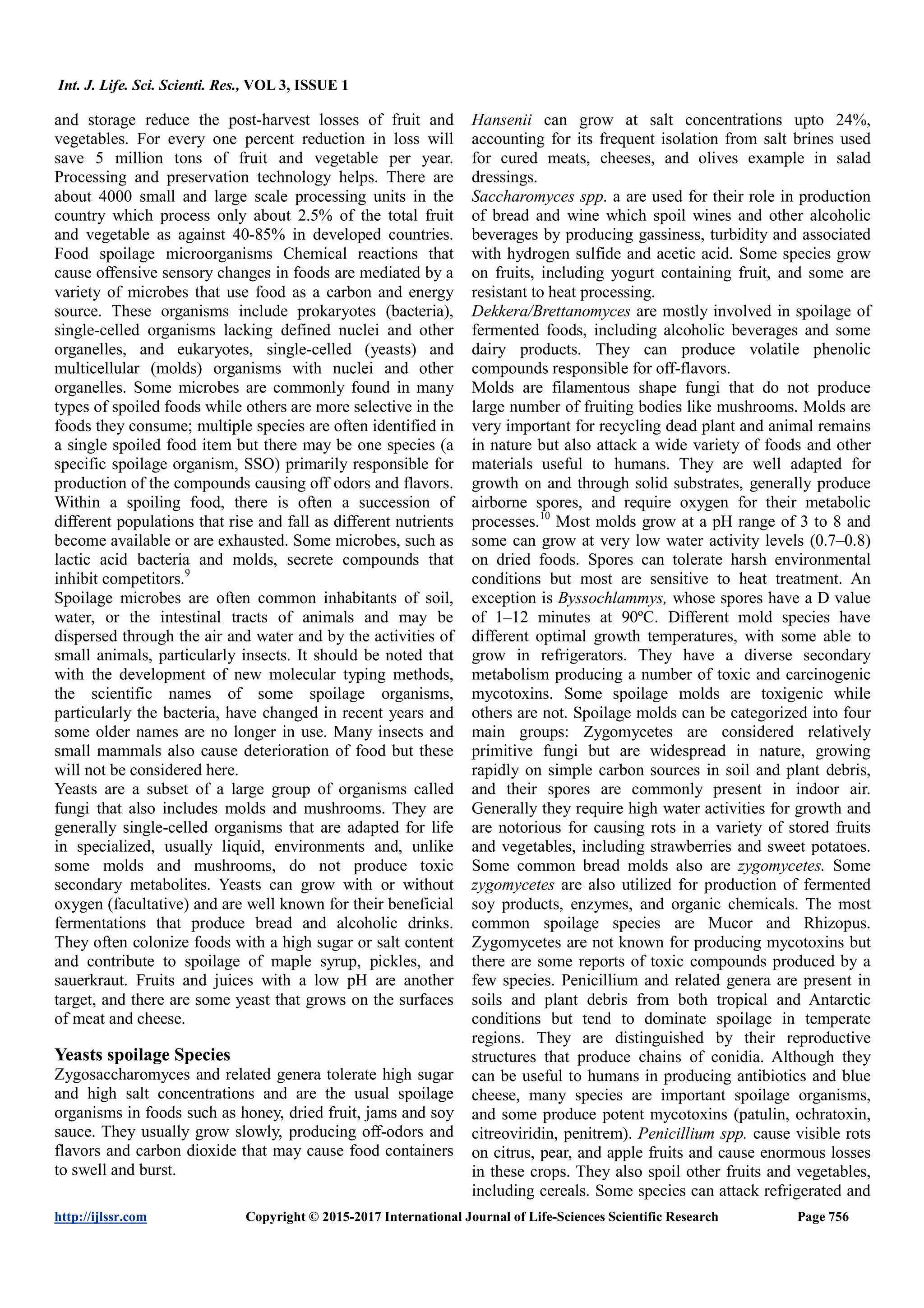 Food Processing, Food Spoilage and their Prevention: An Overview | PDF