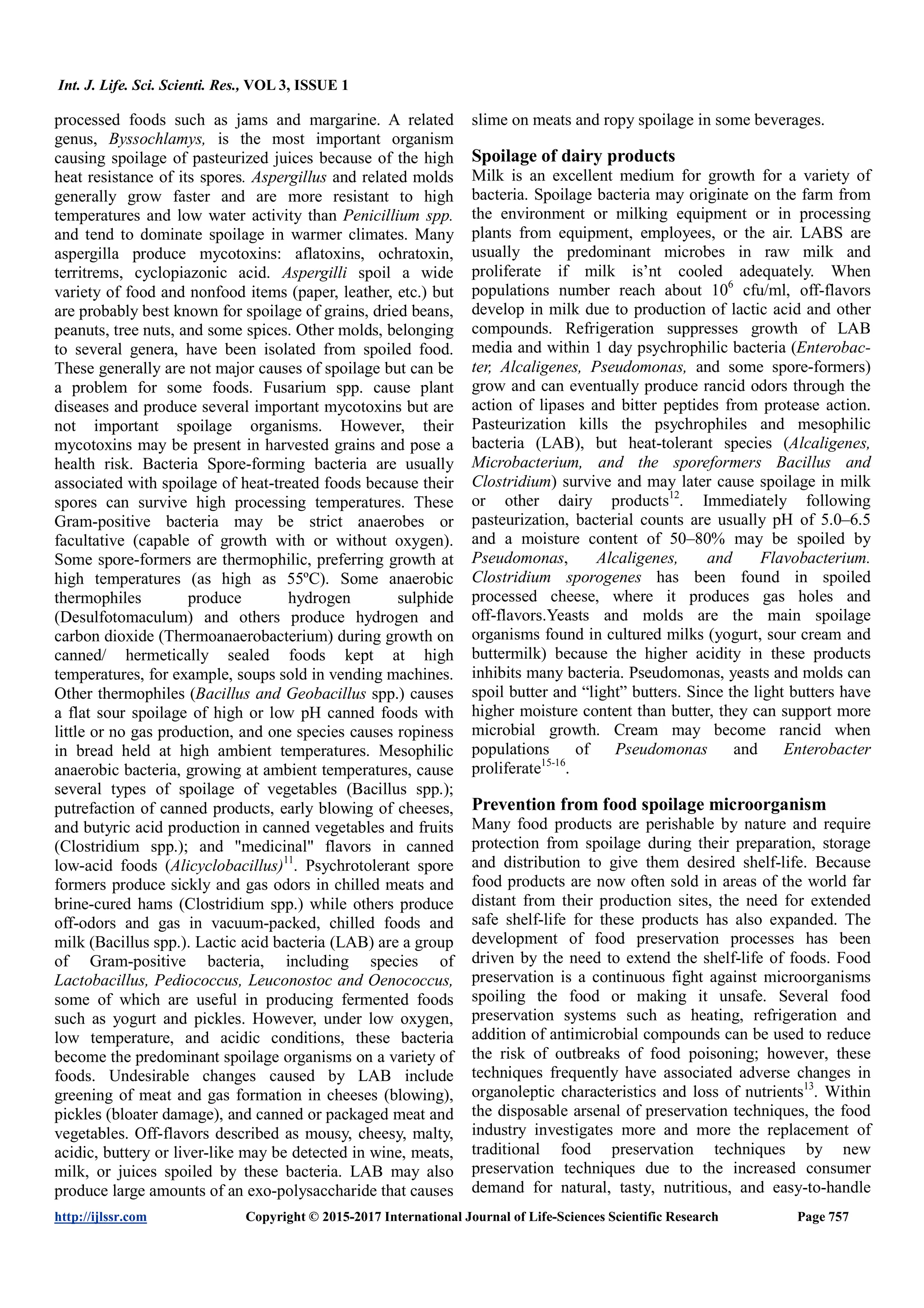 Food Processing, Food Spoilage and their Prevention: An Overview | PDF