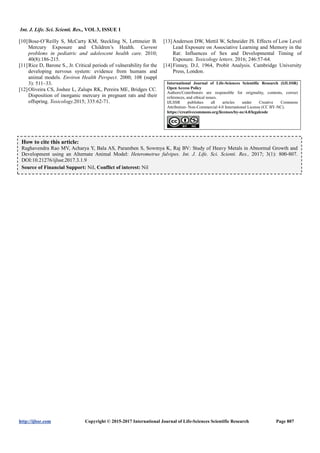 Study of Heavy Metals in Abnormal Growth and Development using an ...