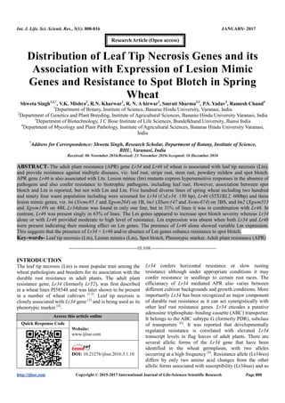 Distribution of Leaf Tip Necrosis Genes and its Association with ...