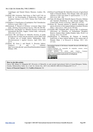 Butterfly Diversity in Agroecosystem of Arjuni/Morgaon Taluka, Gondia ...