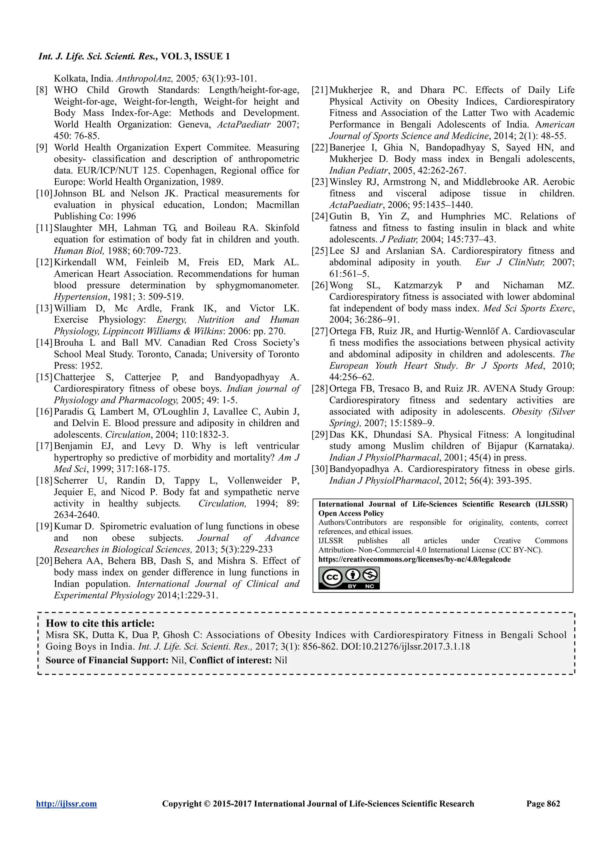 Associations of Obesity Indices with Cardiorespiratory Fitness in ...