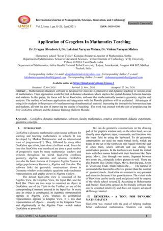 Application of Geogebra In Mathmatics Teaching | PDF