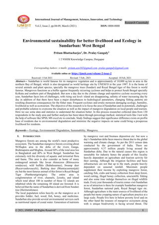 Environmental sustainability for better livelihood and Ecology in ...