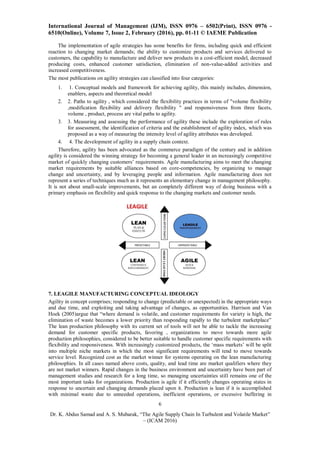 THE AGILE SUPPLY CHAIN IN TURBULENT AND VOLATILE MARKET | PDF