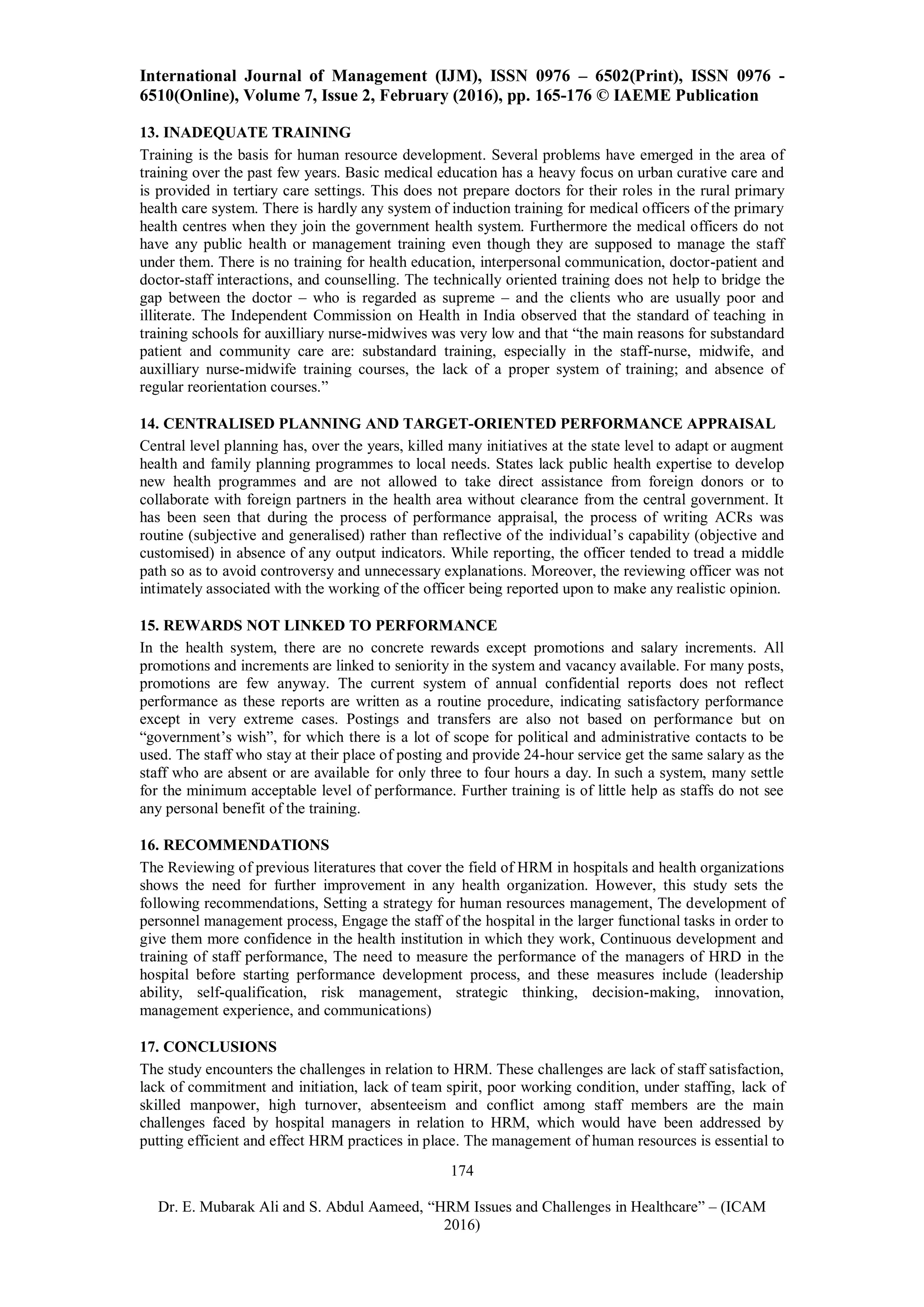 HRM ISSUES AND CHALLENGES IN HEALTHCARE | PDF