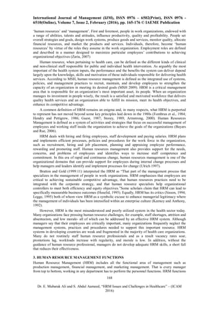 HRM ISSUES AND CHALLENGES IN HEALTHCARE | PDF