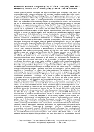 KNOWLEDGE MANAGEMENT AND ORGANIZATIONAL PERFORMANCE IN ENGINEERING ...