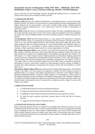 FINANCIAL INCLUSION IN INDIA: A ROAD MAP TOWARDS FUTURE GROWTH | PDF